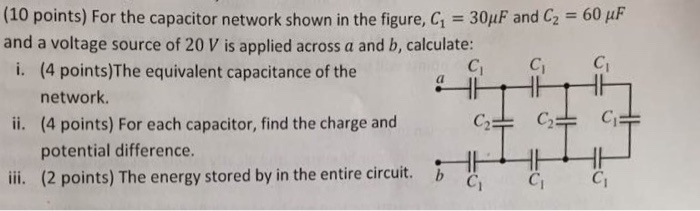 Solved (10 points) For the capacitor network shown in the | Chegg.com