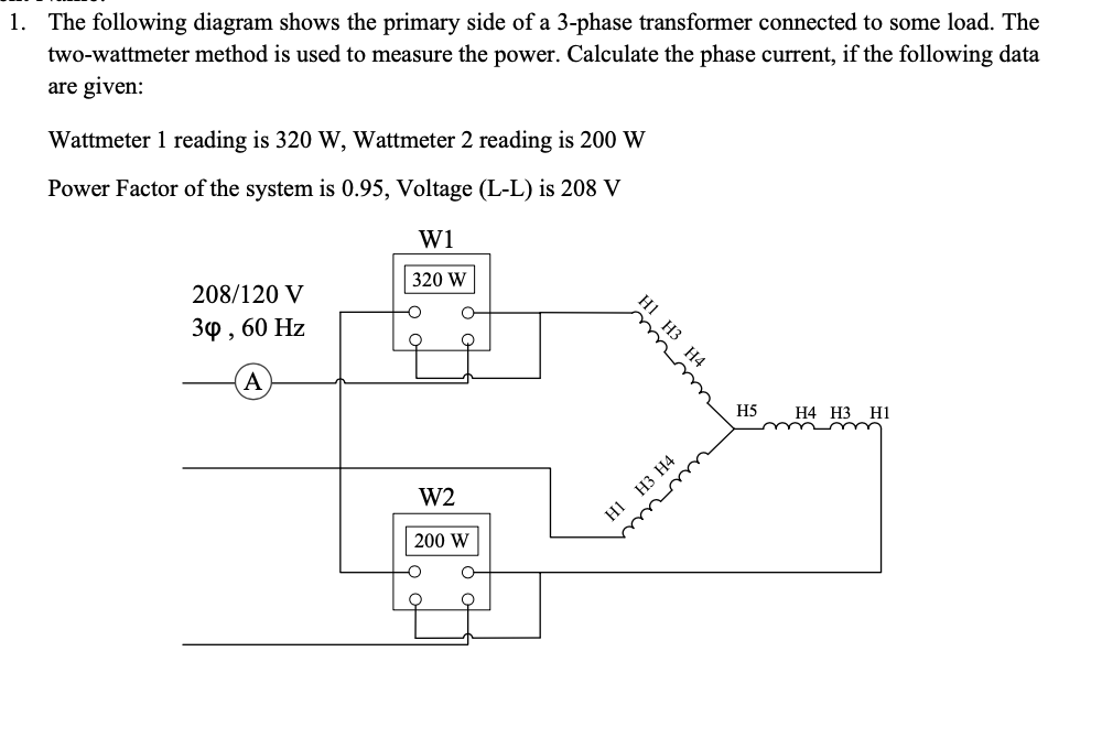 Solved 1. The following diagram shows the primary side of a | Chegg.com