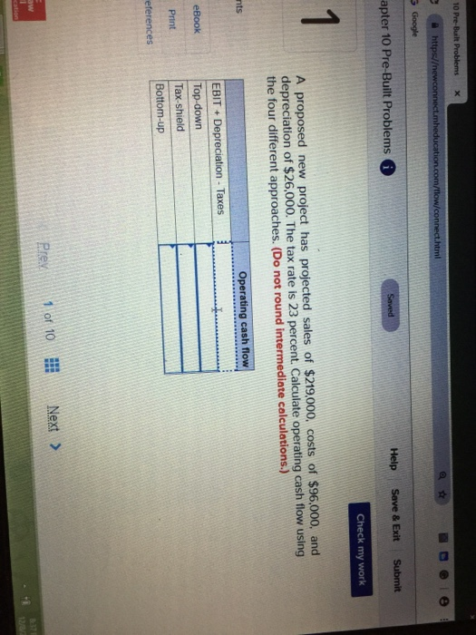 Solved 10 apter 10 Pre-Built Problems Help Save & Exit | Chegg.com