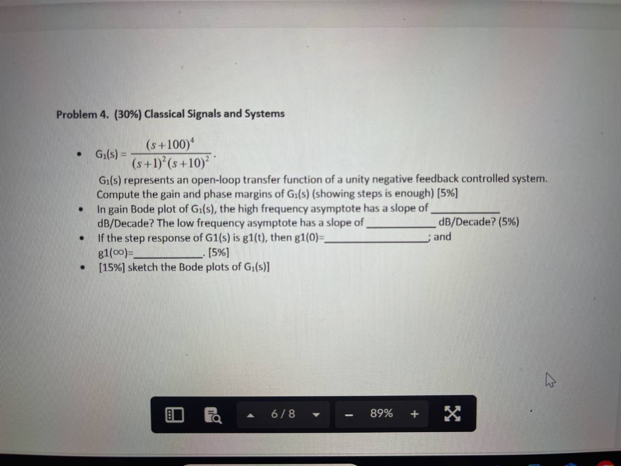 Solved Problem 4. (30\%) Classical Signals and Systems - G1( | Chegg.com
