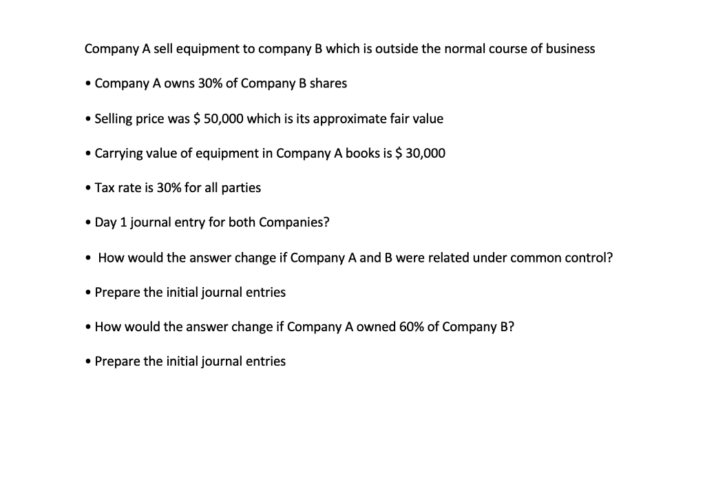 Solved Company A sell equipment to company B which is | Chegg.com