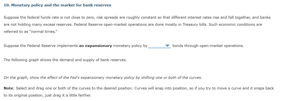 Solved 10. Monetary policy and the market for bank reserves | Chegg.com
