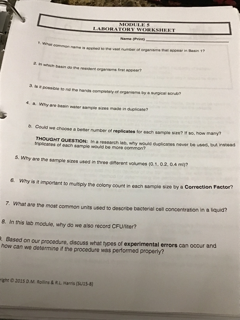 MODULE 5 LABORATORY WORKSHEET Name (Print) 1. What | Chegg.com