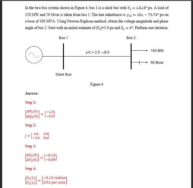 Solved QUESTION 4 In the two-bus system shown in Figure 4, | Chegg.com