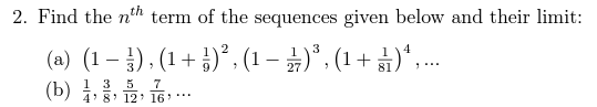 Solved 2. Find the nth term of the sequences given below and | Chegg.com