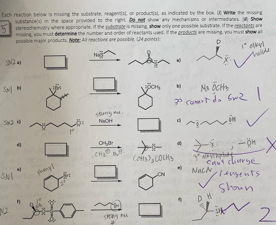 Solved Each reaction below is missing the substrate, | Chegg.com