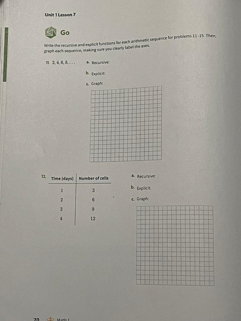 Solved Write the recursive and explicit functions for each | Chegg.com