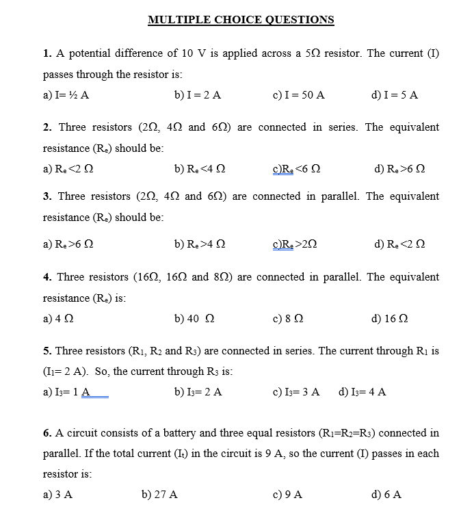Solved MULTIPLE CHOICE QUESTIONS 1. A potential difference | Chegg.com