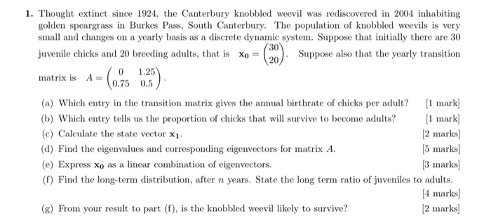Solved 1. Thought extinct s 1924, the Canterbury knobbled | Chegg.com