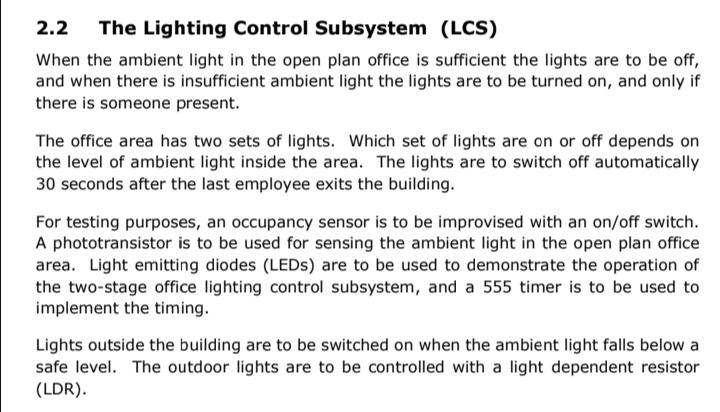Solved 2.2 The Lighting Control Subsystem (LCS) When the | Chegg.com