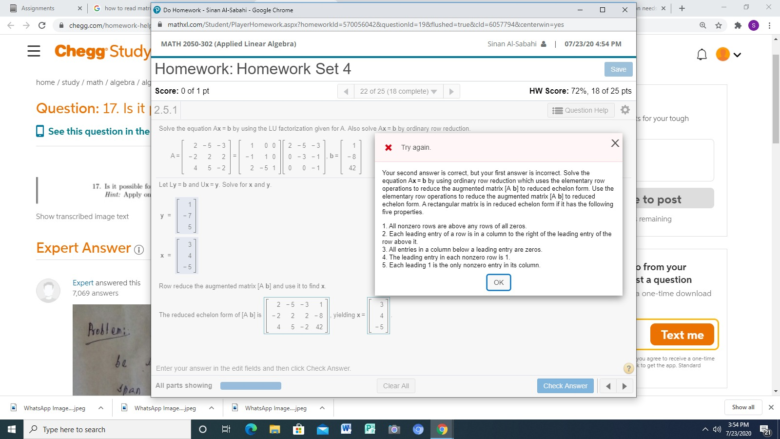 Solved Solve the equation Axequalsb by using the LU | Chegg.com