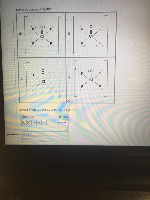 Solved Lewis structure of F4Clo CI hybrid orbitals used by | Chegg.com