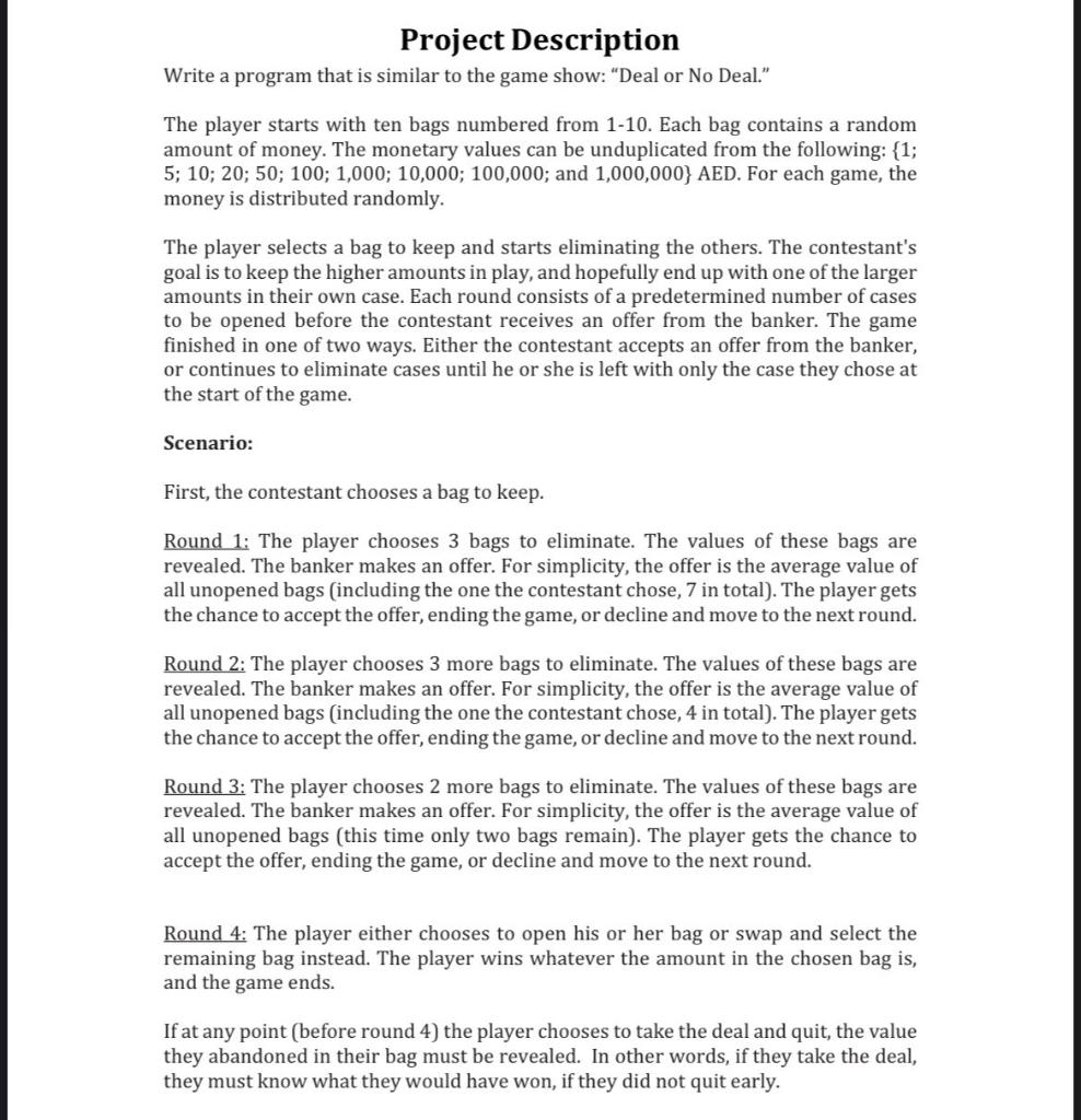 Solved Project Description Write A Program That Is Similar