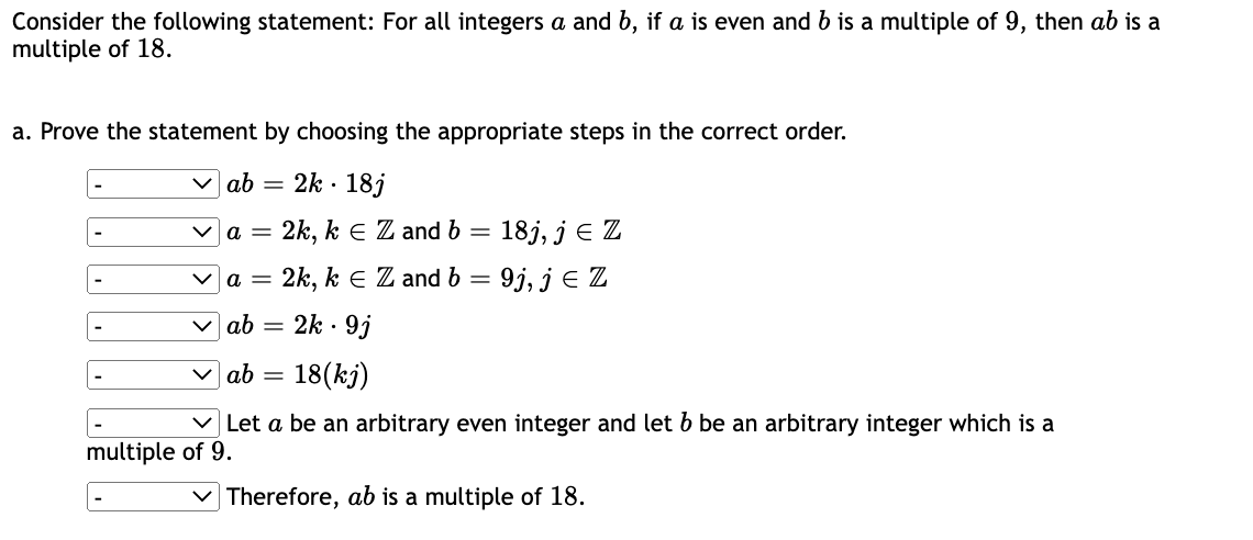 Solved Consider the following statement: For all integers a | Chegg.com