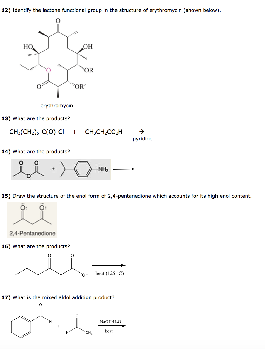 Solved 12) Identify the lactone functional group in the | Chegg.com