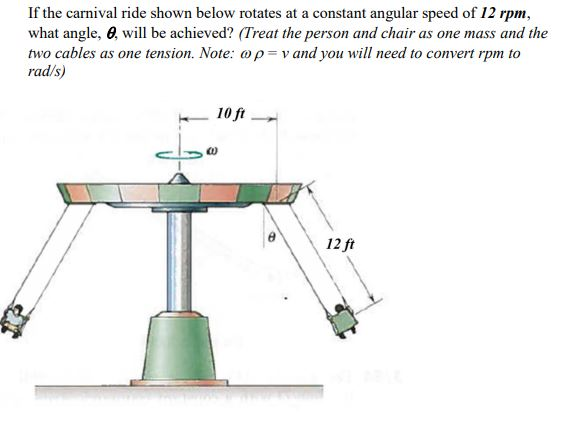 Solved If the carnival ride shown below rotates at a | Chegg.com