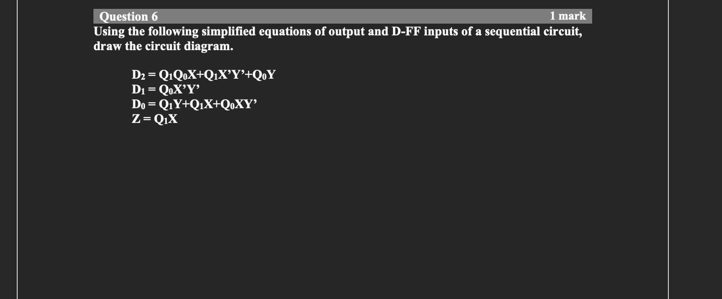 Solved Question 6 1 Mark Using The Following Simplified 