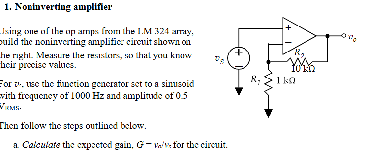 Solved Noninverting amplifierUsing one of ﻿the op ﻿amps from | Chegg.com