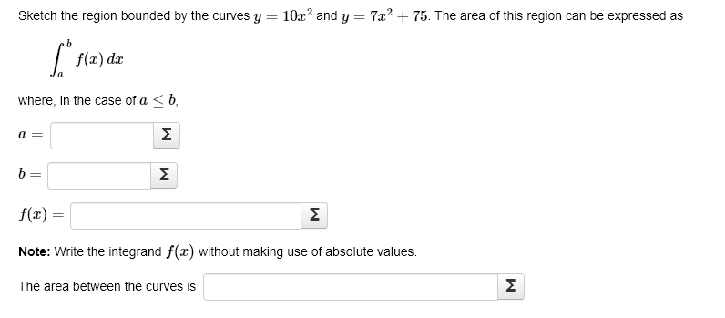 Solved Sketch the region bounded by the curves y=10x2 and | Chegg.com