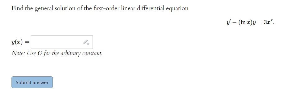 Solved Find the general solution of the first-order linear | Chegg.com