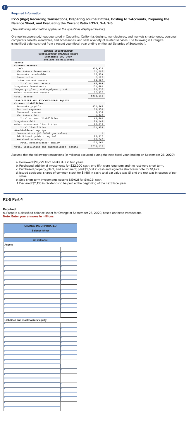 E2-5 (Algo) Determining Financial Statement Effects | Chegg.com