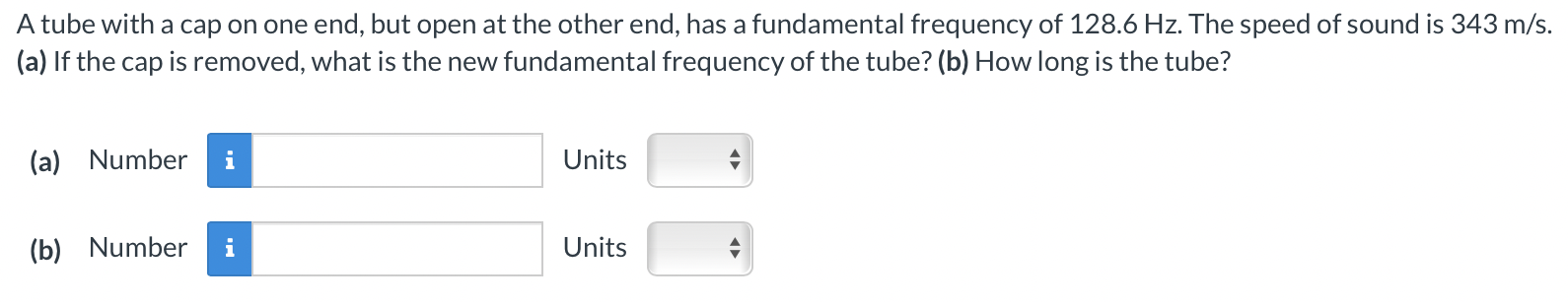 Solved A tube with a cap on one end, but open at the other | Chegg.com