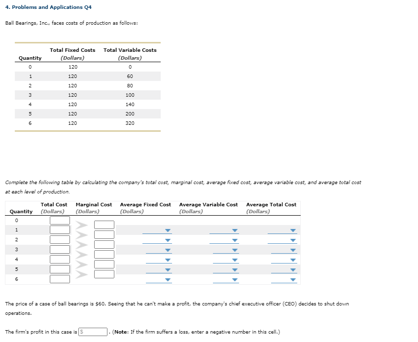 Solved 4. Problems and Applications Q4 Ball Bearings, Inc., | Chegg.com