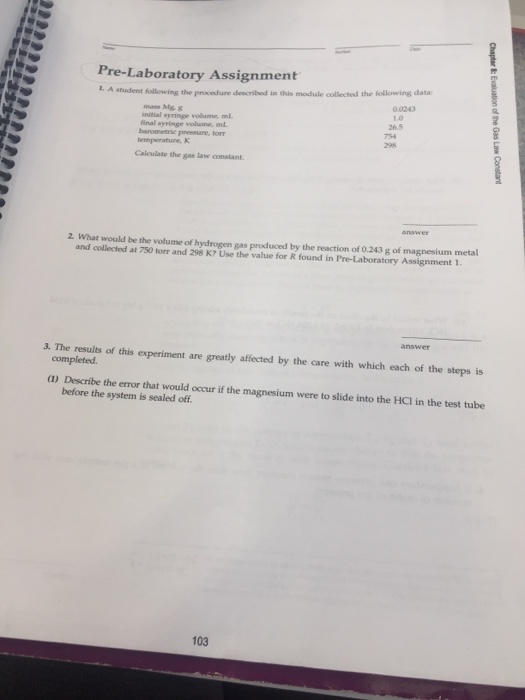 Solved Pre-Laboratory Assignment A student following the | Chegg.com