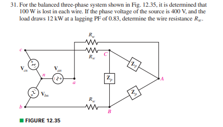 Solved 31. For the balanced three-phase system shown in Fig. | Chegg.com