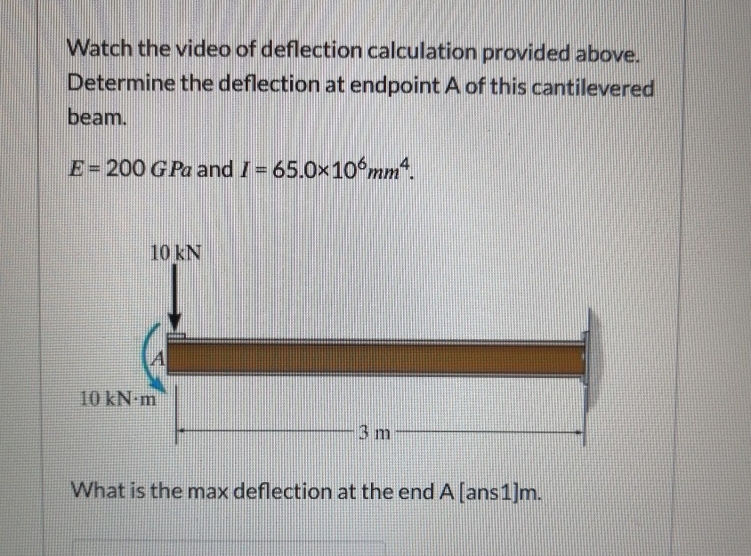 Solved Watch The Video Of Deflection Calculation Provided