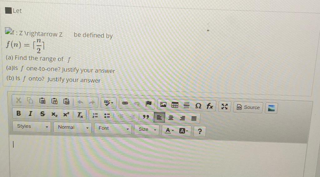 Solved Let f :Z \rightarrow z be defined by f(n) = 1 (a) | Chegg.com