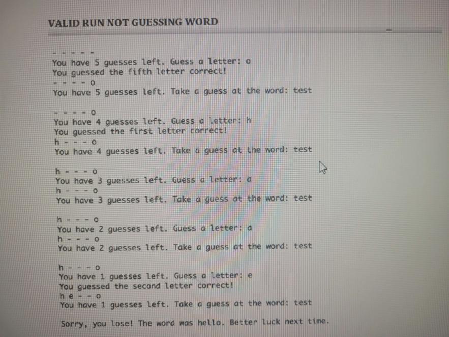 Solved The user will try to guess a predefined word set by | Chegg.com