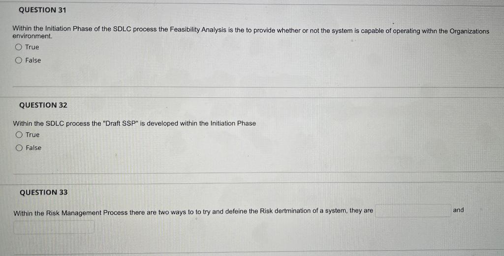 Solved QUESTION 31 Within the Initiation Phase of the SDLC | Chegg.com