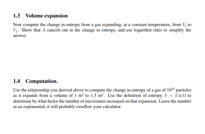 Solved 1 Volume entropy - Groups B and D In this problem, we | Chegg.com