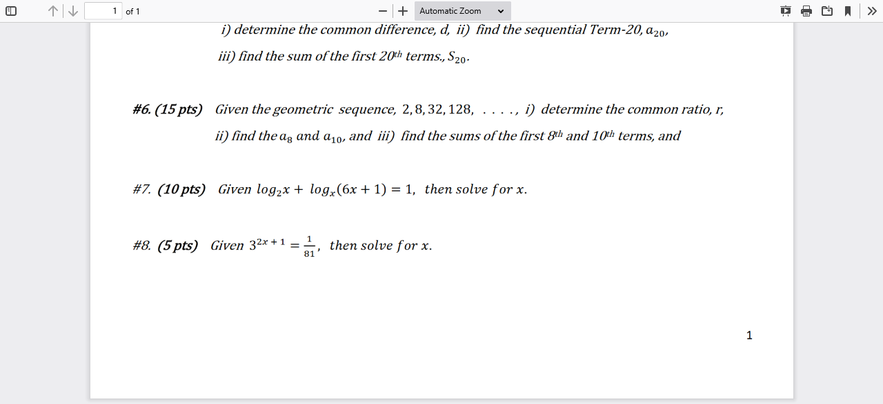 Solved ED ↓ 1 of 1 + Automatic Zoom i) determine the common | Chegg.com