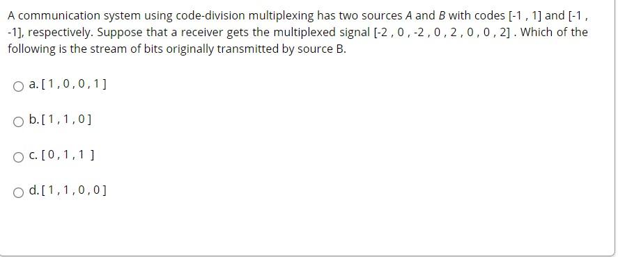 Solved A communication system using code-division | Chegg.com
