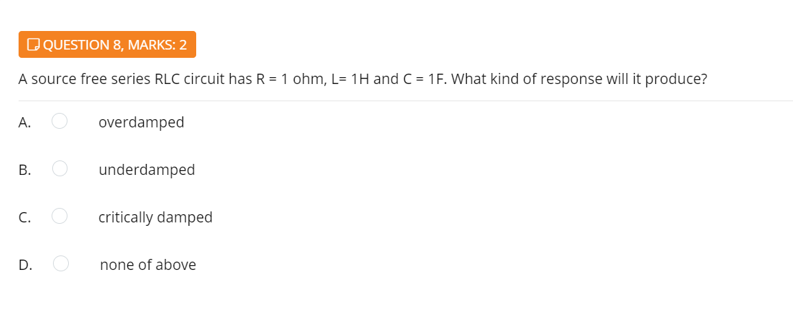 Solved For the parallel RLC circuit to be underdamped: A. | Chegg.com