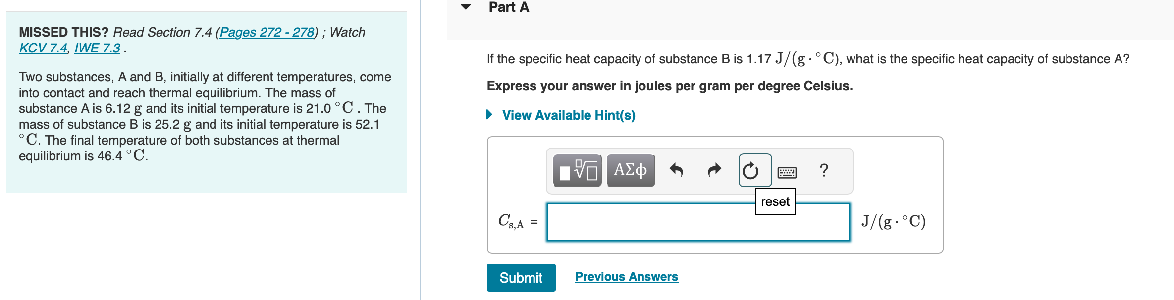 Solved MISSED THIS? Read Section 7.4 (Pages 272 - 278) ﻿; | Chegg.com