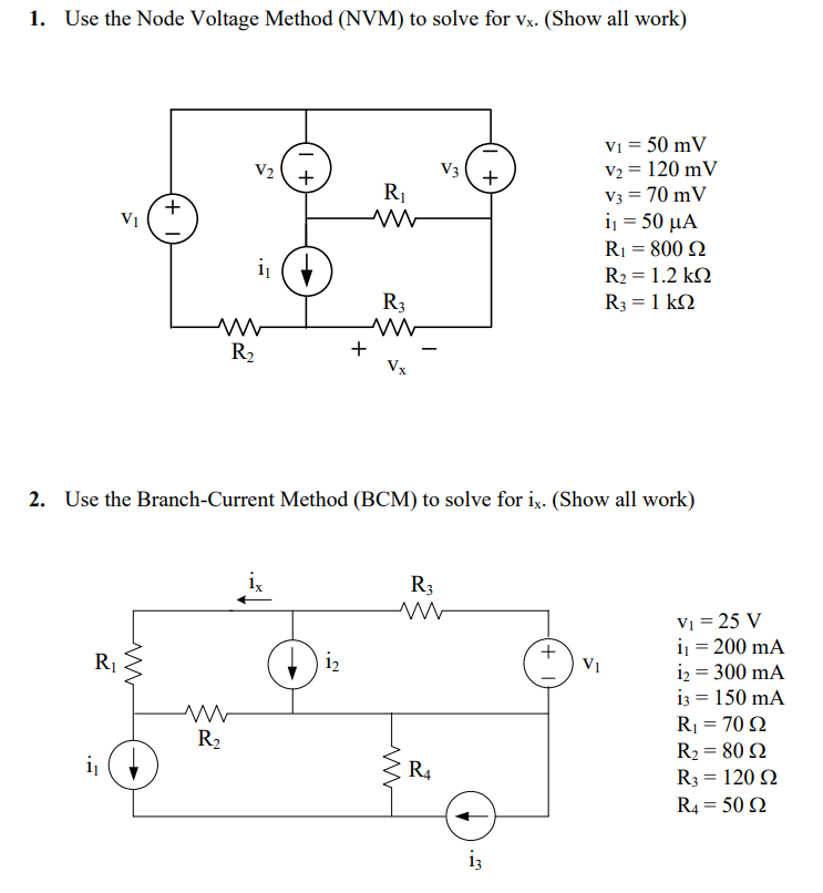 Solved 1. Use the Node Voltage Method (NVM) to solve for vx. | Chegg.com