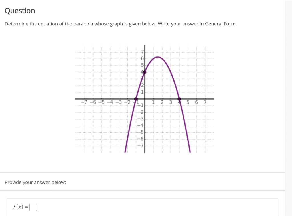 [solved] Question Determine The Equation Of The Parabola