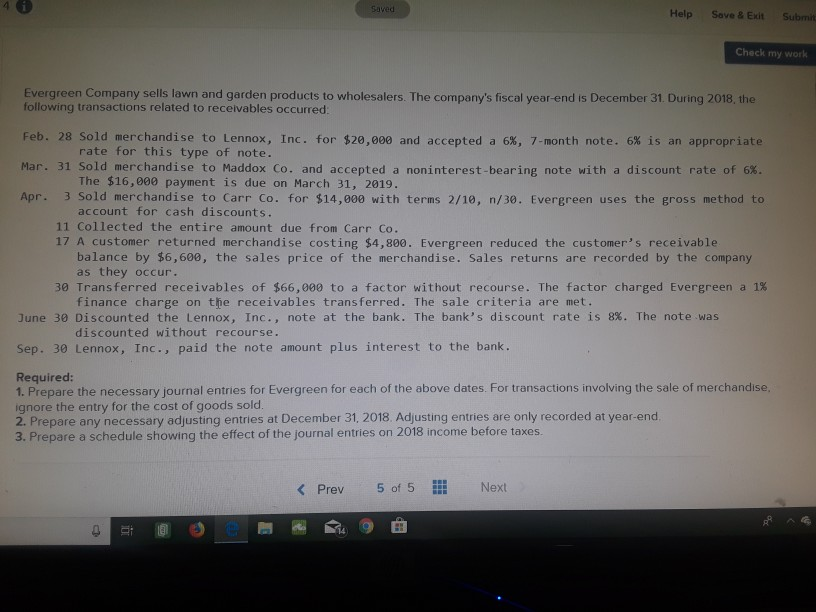 Solved Help Save & Exit Submit Check my work Evergreen | Chegg.com