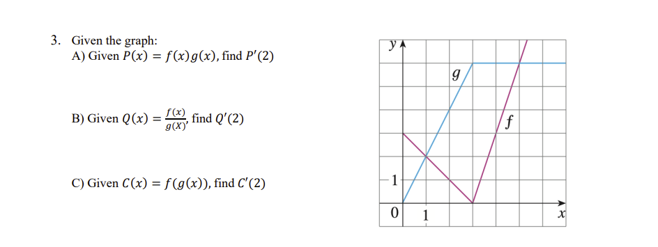 Solved 3. Given the graph: A) Given P(x)=f(x)g(x), find | Chegg.com Solved 3. Given the graph: A) Given P(x)=f(x)g(x), find | Chegg.com