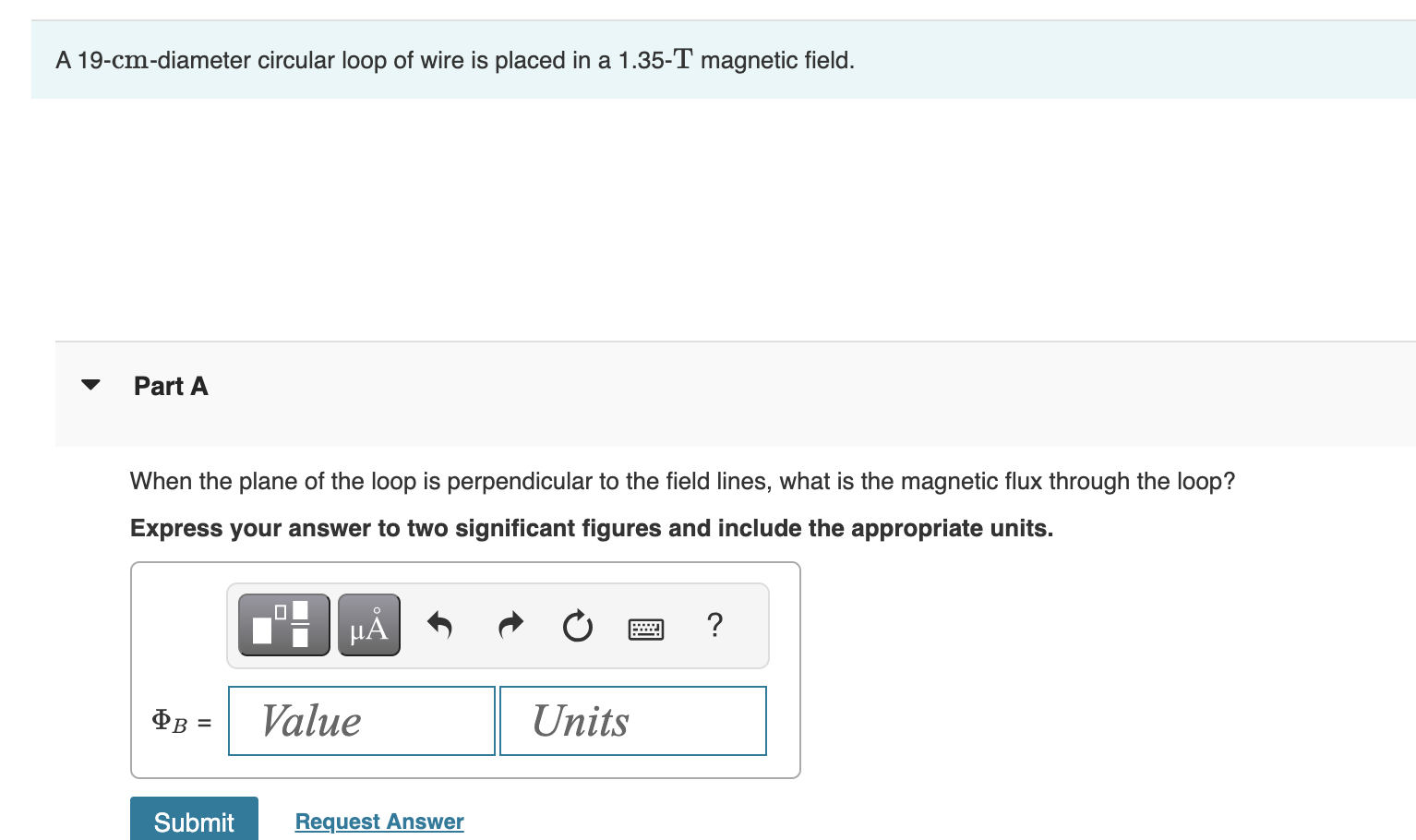 Solved A 19-cm-diameter circular loop of wire is placed in a | Chegg.com