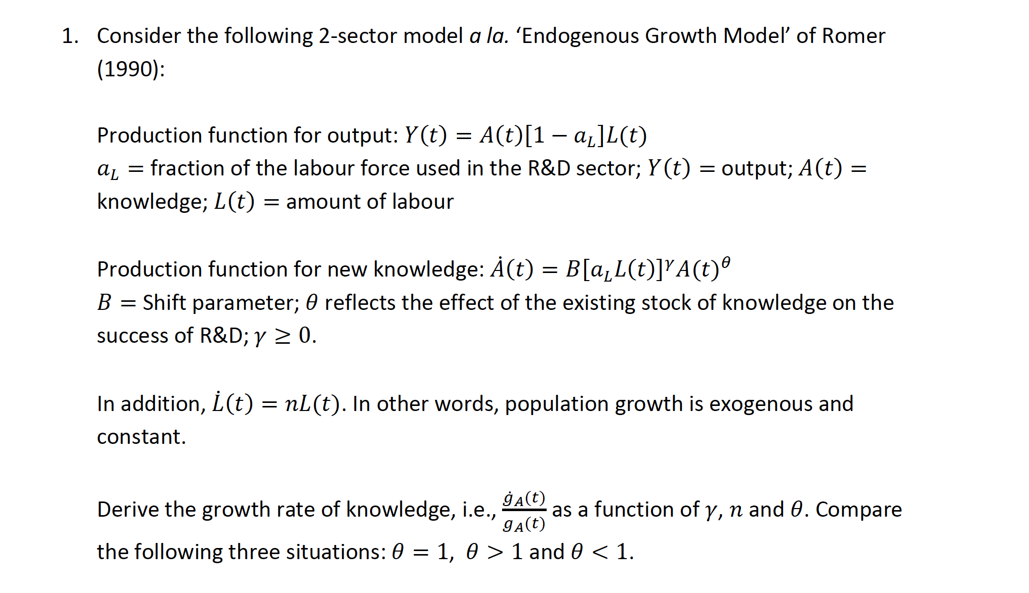 Solved Consider the following 2-sector model a la. | Chegg.com