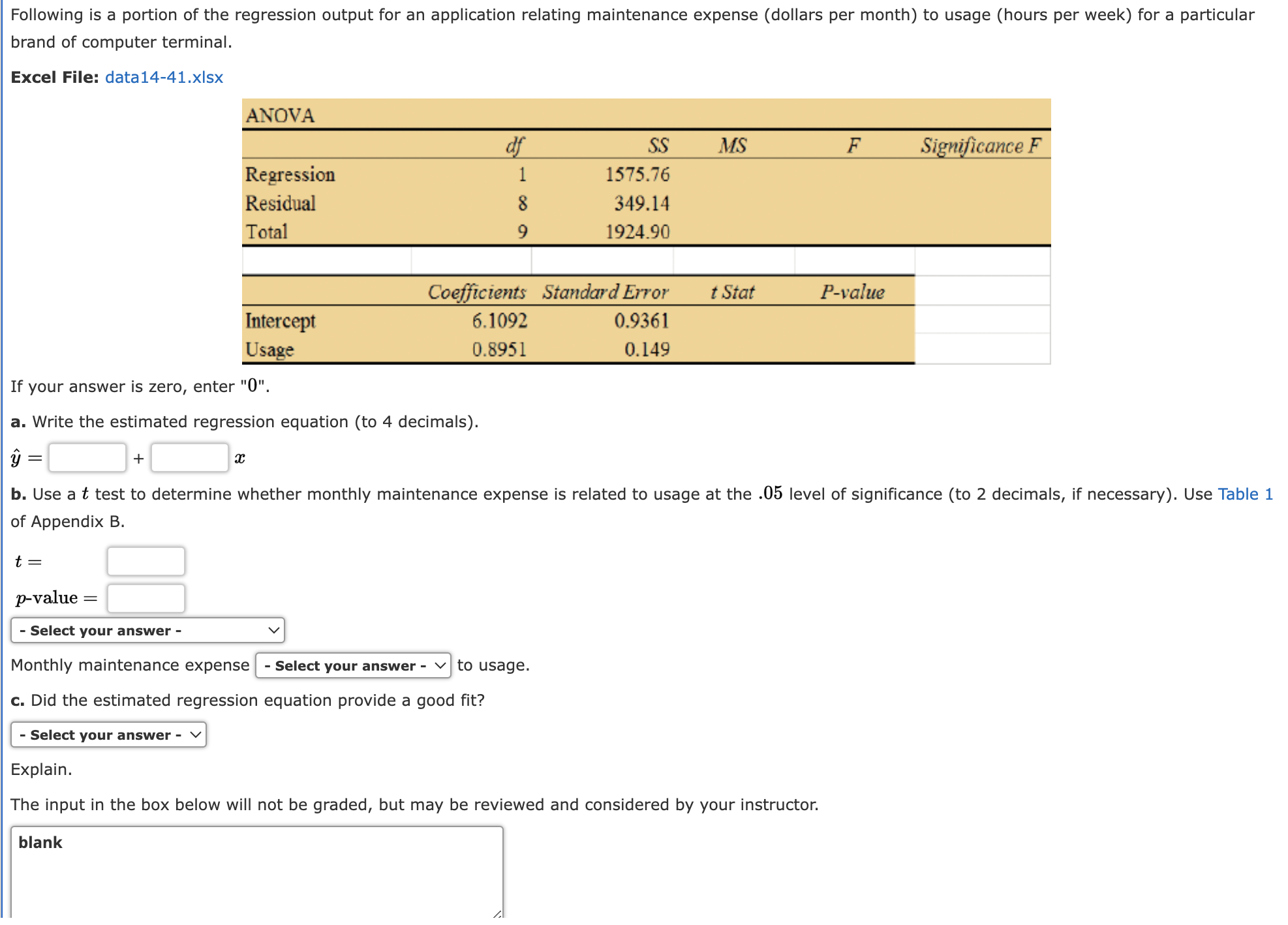 Solved Following is a portion of the regression output for | Chegg.com