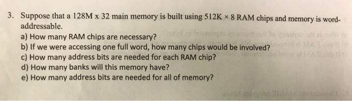 Solved Suppose that a 128M x 32 main memory is built using | Chegg.com