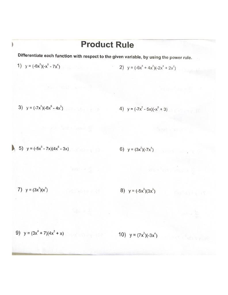 Solved Product Rule Differentiate each function with respect | Chegg.com
