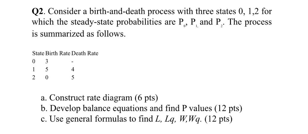 Solved Q2. Consider a birth-and-death process with three | Chegg.com