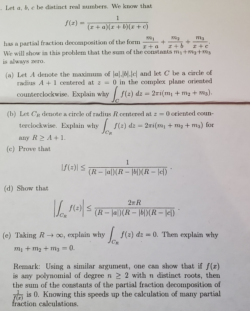 . Let a, b, c be distinct real numbers. We know that | Chegg.com
