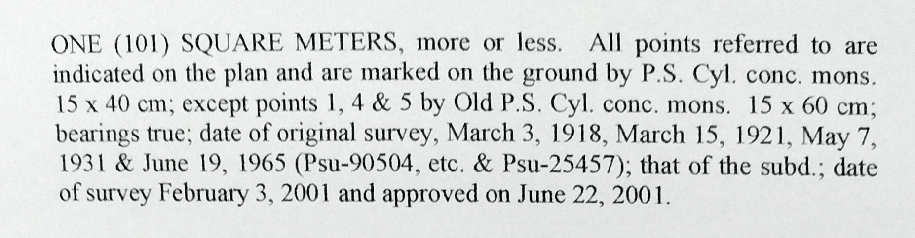Solved TOTAL AREA =ONE (101) SQUARE METERS, more or less. | Chegg.com